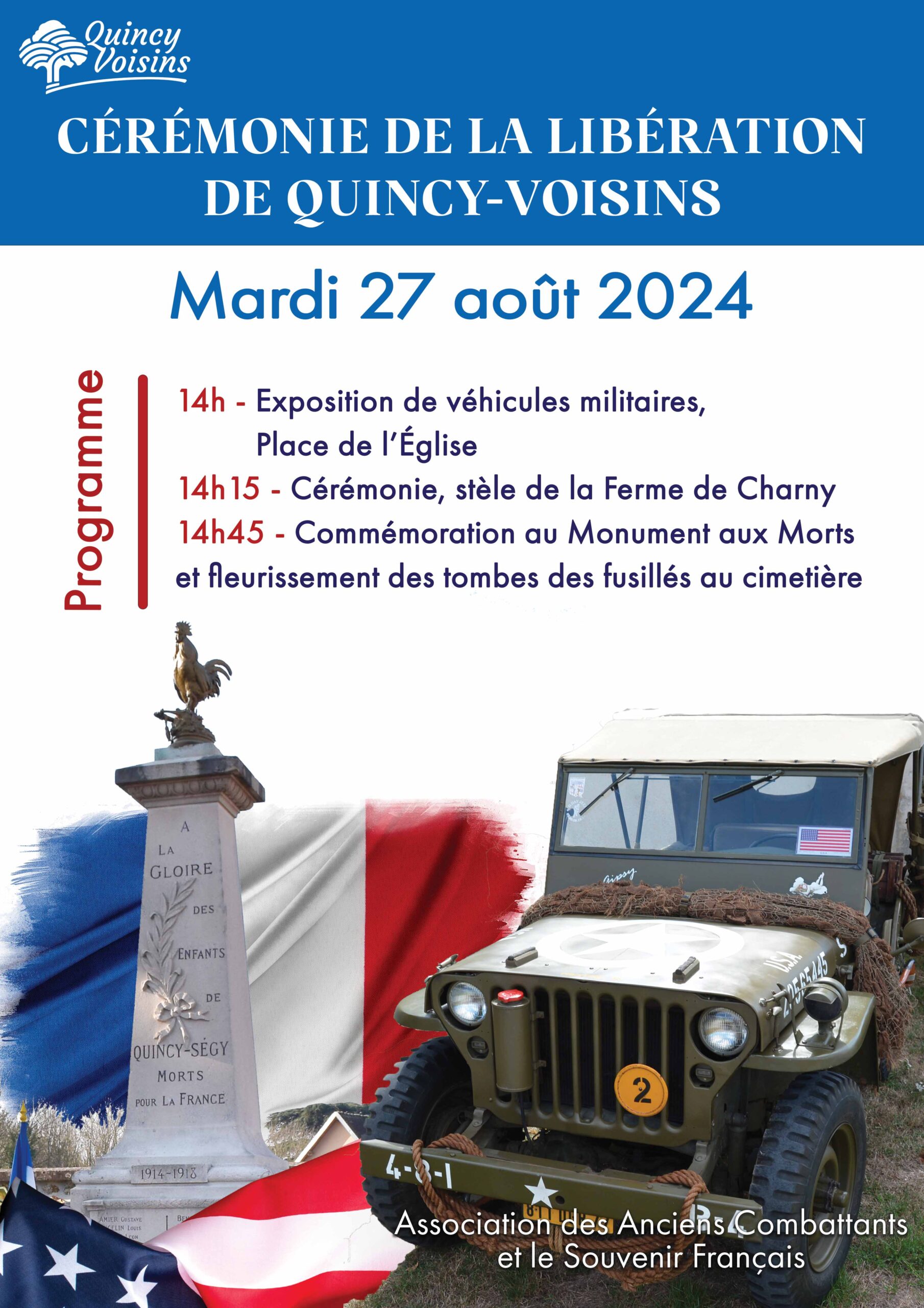 Commémoration des 80 ans de la libération de Quincy-Voisins - mardi 27 ... Commémoration des 80 ans de la libération de Quincy-Voisins - mardi 27 ...